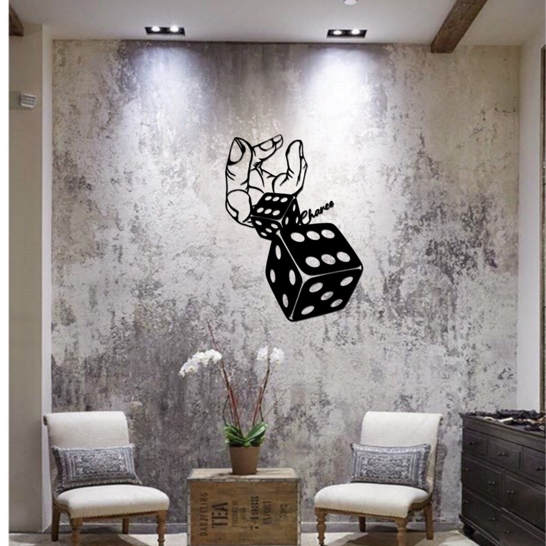 Lucky Dice Metal Wall Art, Black Dice, Metal Dice Sign, Game Room Art ...