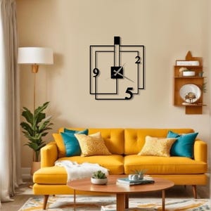 Square Metal Wall Clock, Modern Square Clock, Minimal Square Clock ...