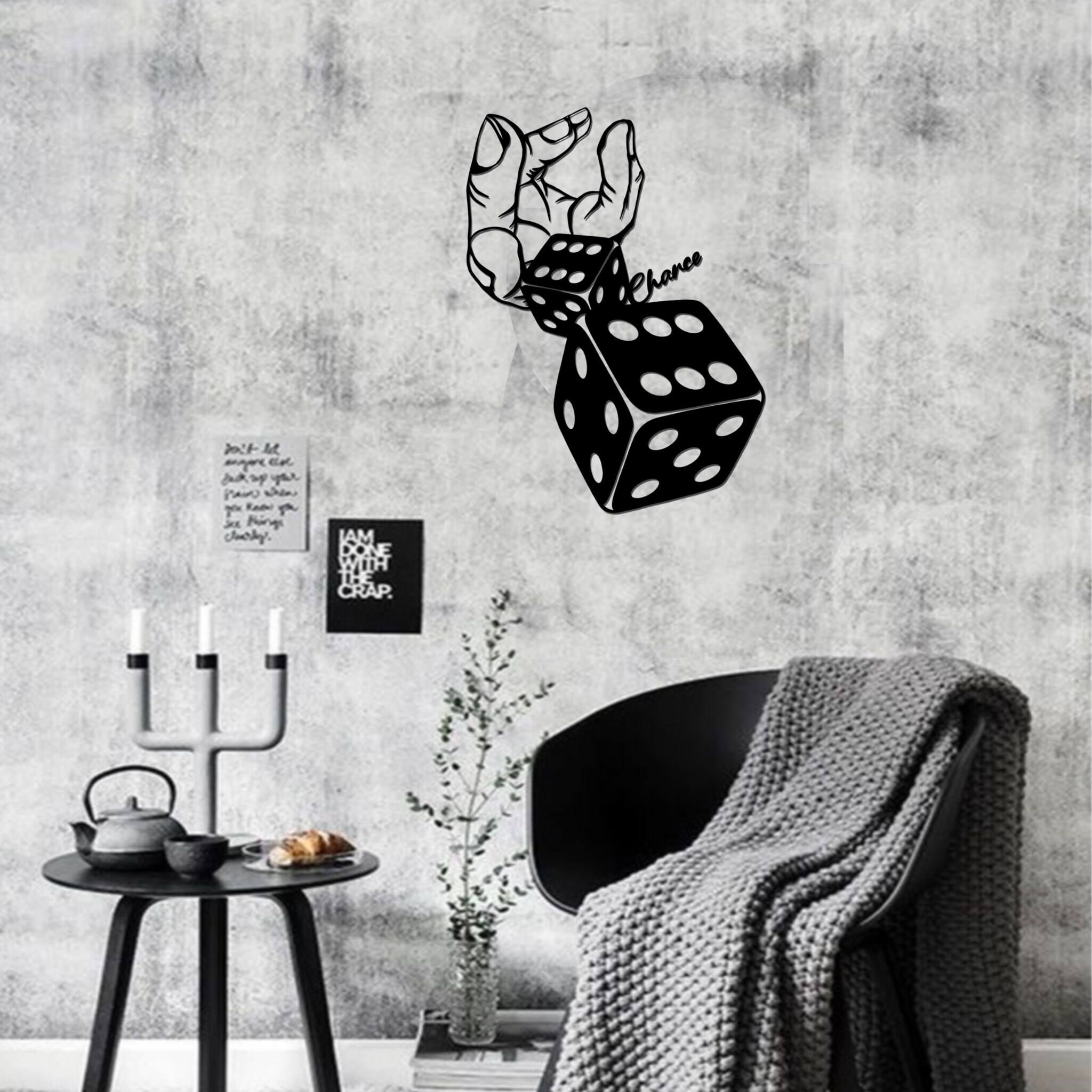 Lucky Dice Metal Wall Art, Black Dice, Metal Dice Sign, Game Room Art ...