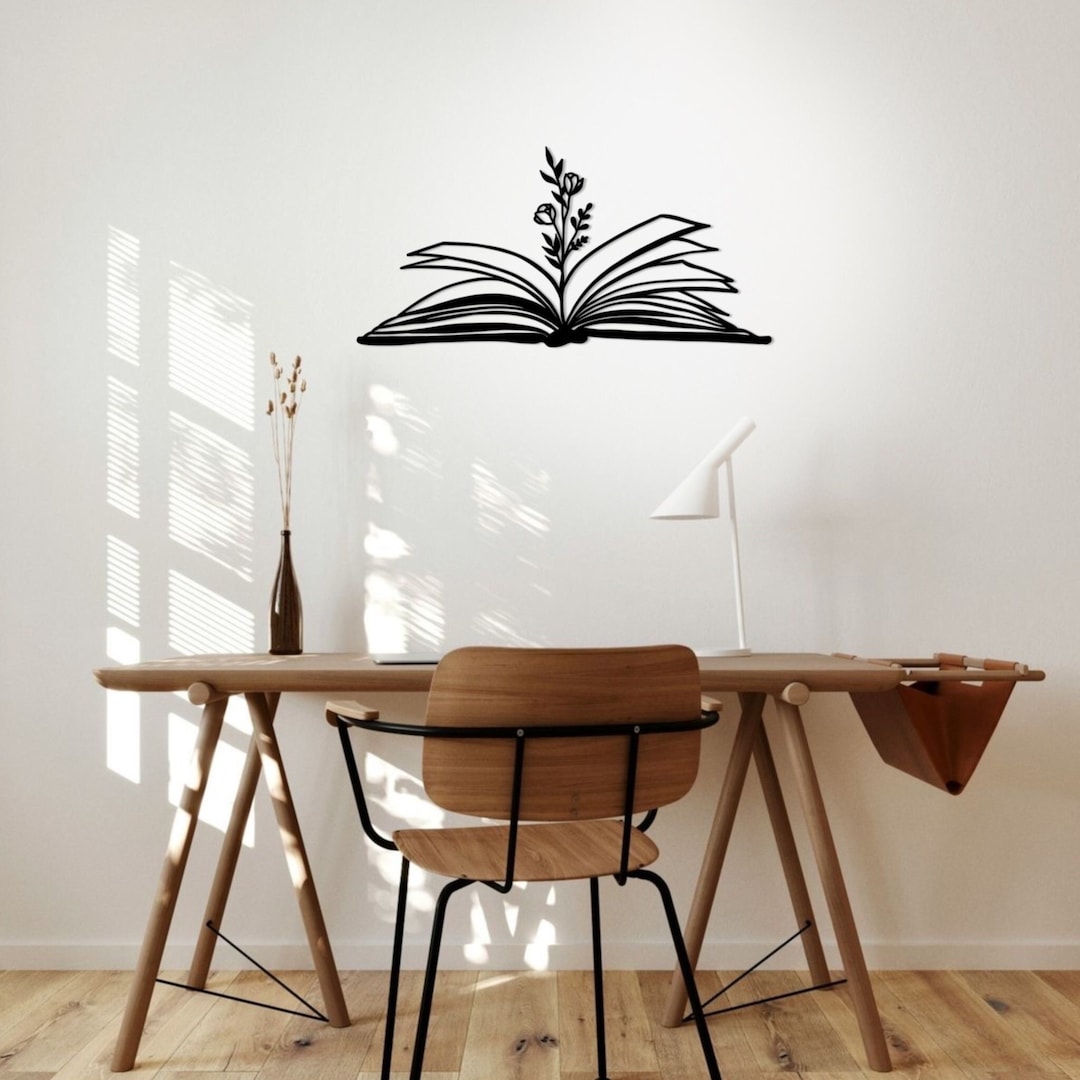 Metal Bookshelf Decor,book Lover Wall Art,reading Nook Decorations ...