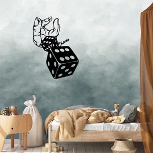 Lucky Dice Metal Wall Art, Black Dice, Metal Dice Sign, Game Room Art ...