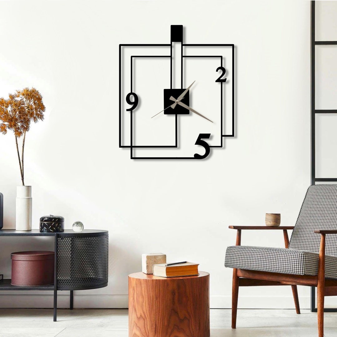 Square Metal Wall Clock, Modern Square Clock, Minimal Square Clock ...