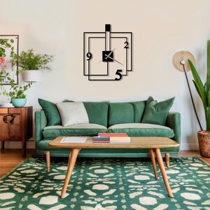 Square Metal Wall Clock, Modern Square Clock, Minimal Square Clock ...