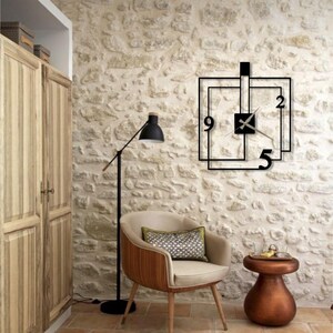 Square Metal Wall Clock, Modern Square Clock, Minimal Square Clock ...