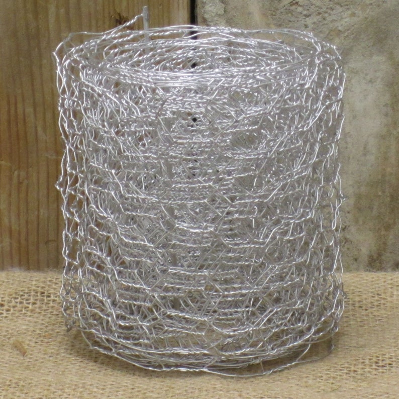 9 Feet Long Silver Chicken Wire Ribbon 4 Inches High Natural - Etsy