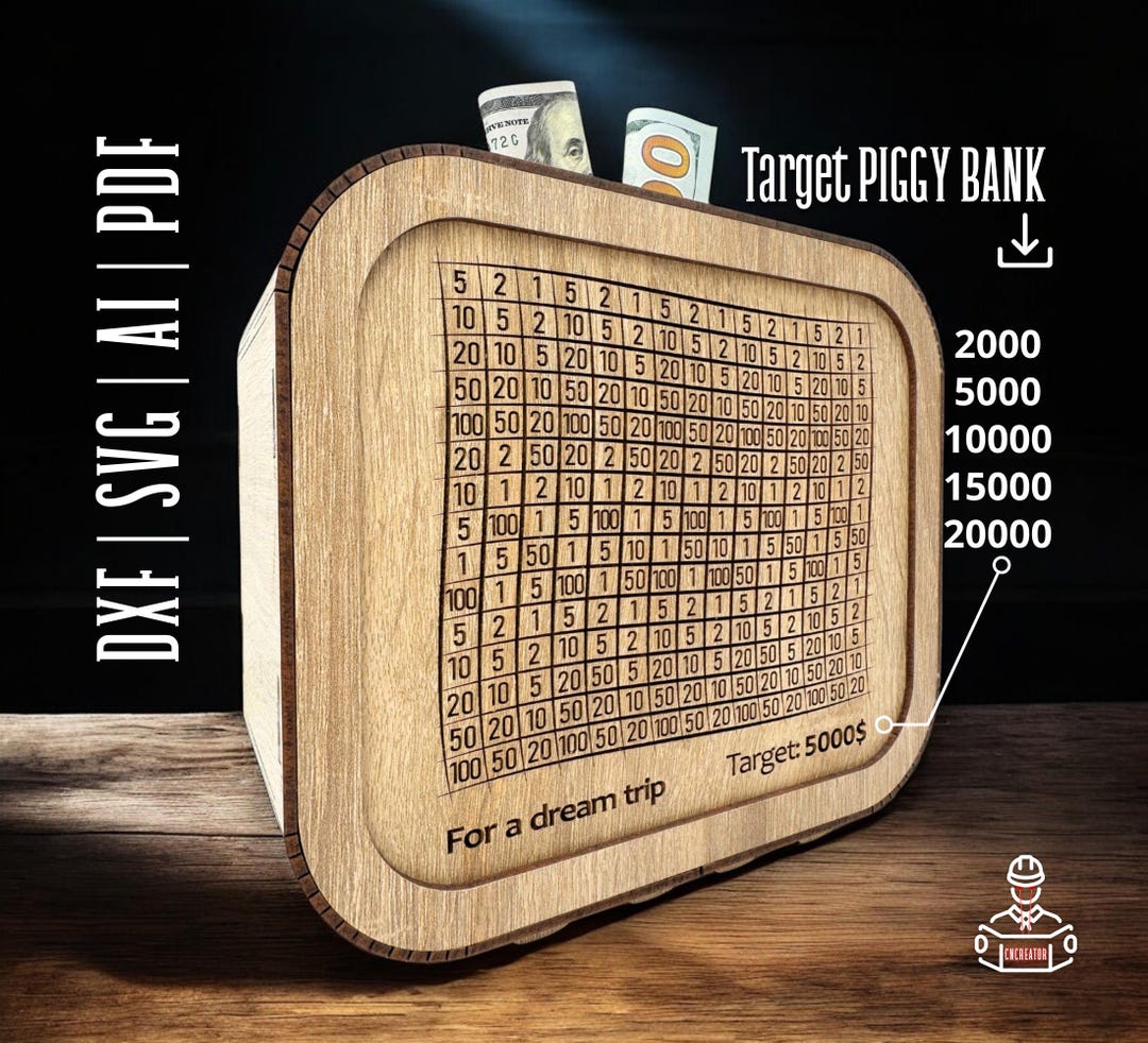 Laser Cut Piggy Bank SVG: Savings Challenge Money Box (digital Download ...