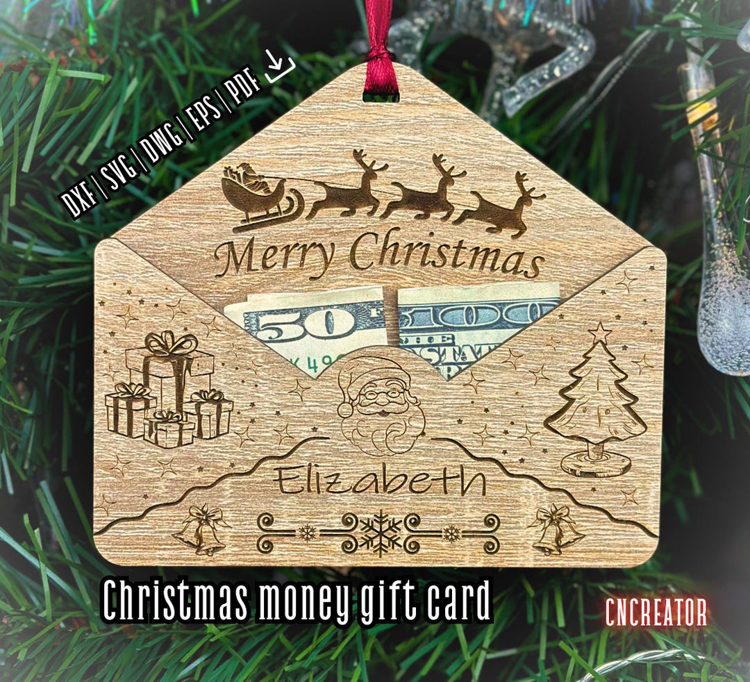 Christmas Money Holder Svg, Laser Cut Wooden Cash Envelope , Glowforge ...