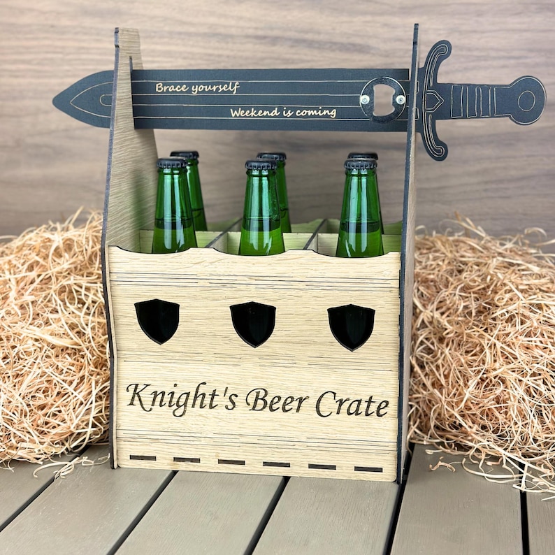 Laser Cut Beer Bottle Holder, Glowforge Wooden 6-pack Carrier Design ...