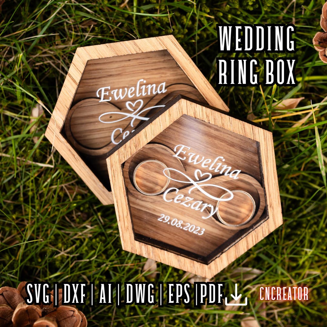 Wedding Ring Box. Laser Cut Wooden Ring Holder Svg, Glowforge Ring ...