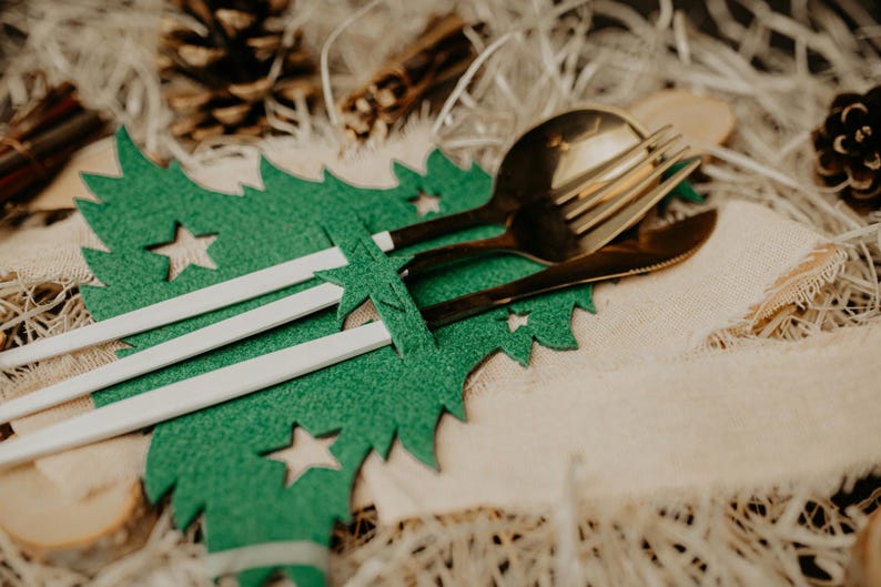 Christmas Tree Cutlery Holder Svg, Laser Cut Felt Table Decorations ...