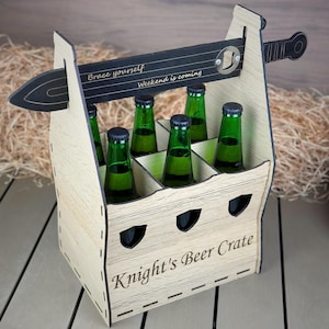 Laser Cut Beer Bottle Holder, Glowforge Wooden 6-pack Carrier Design ...