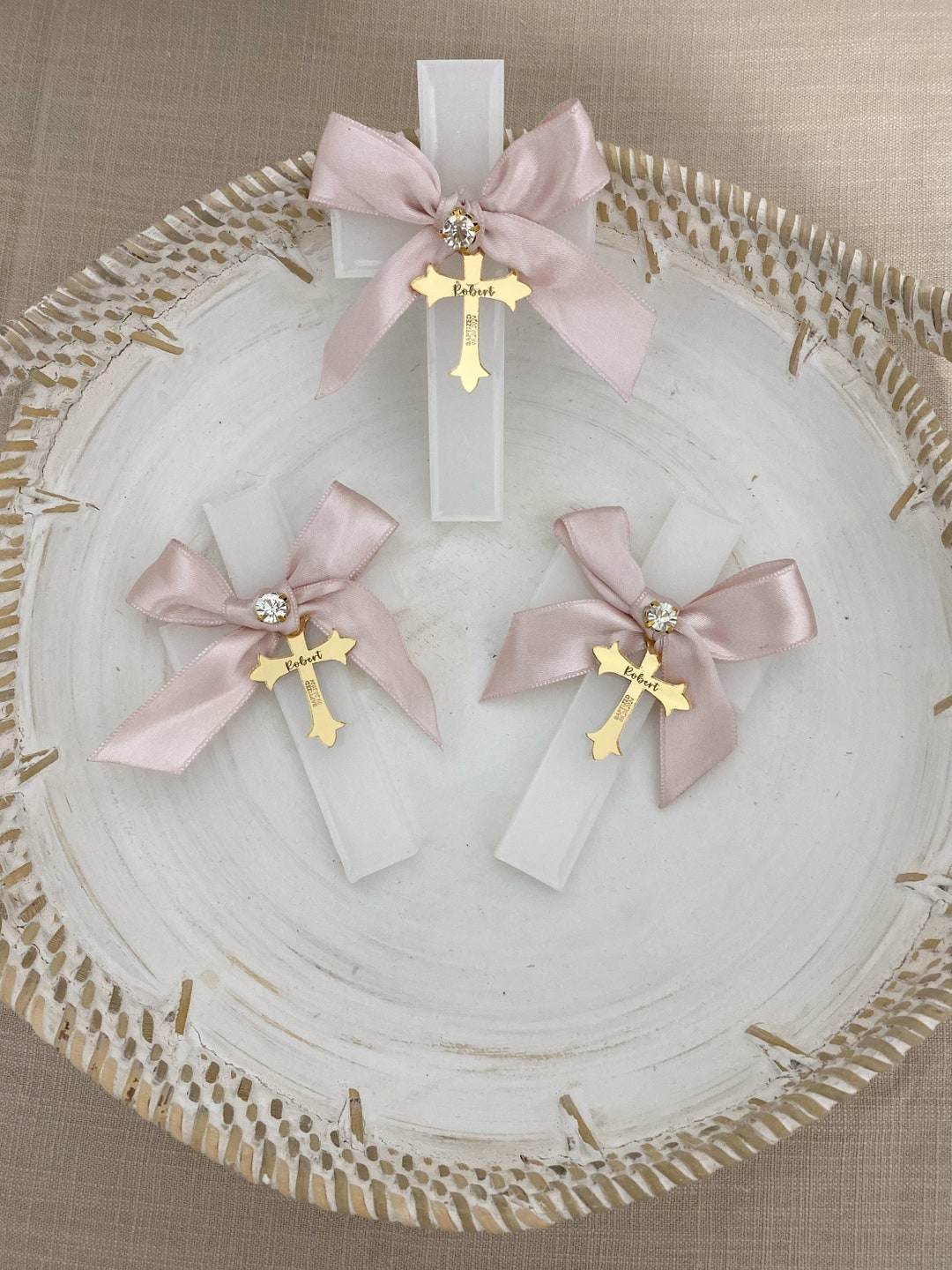 Personalized Cross Magnet, Handmade Epoxy Resin Christening Gift ...