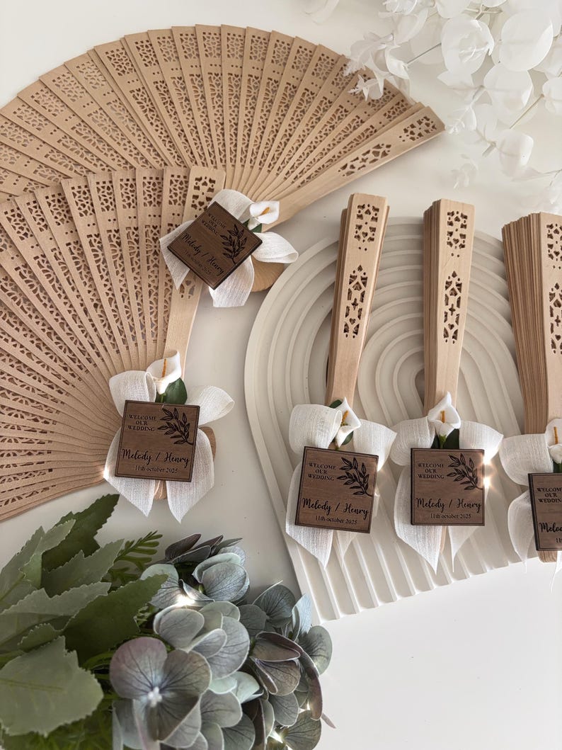 Personalized Wooden Hand Fan Wedding Favor: Elegant Keepsake - Etsy