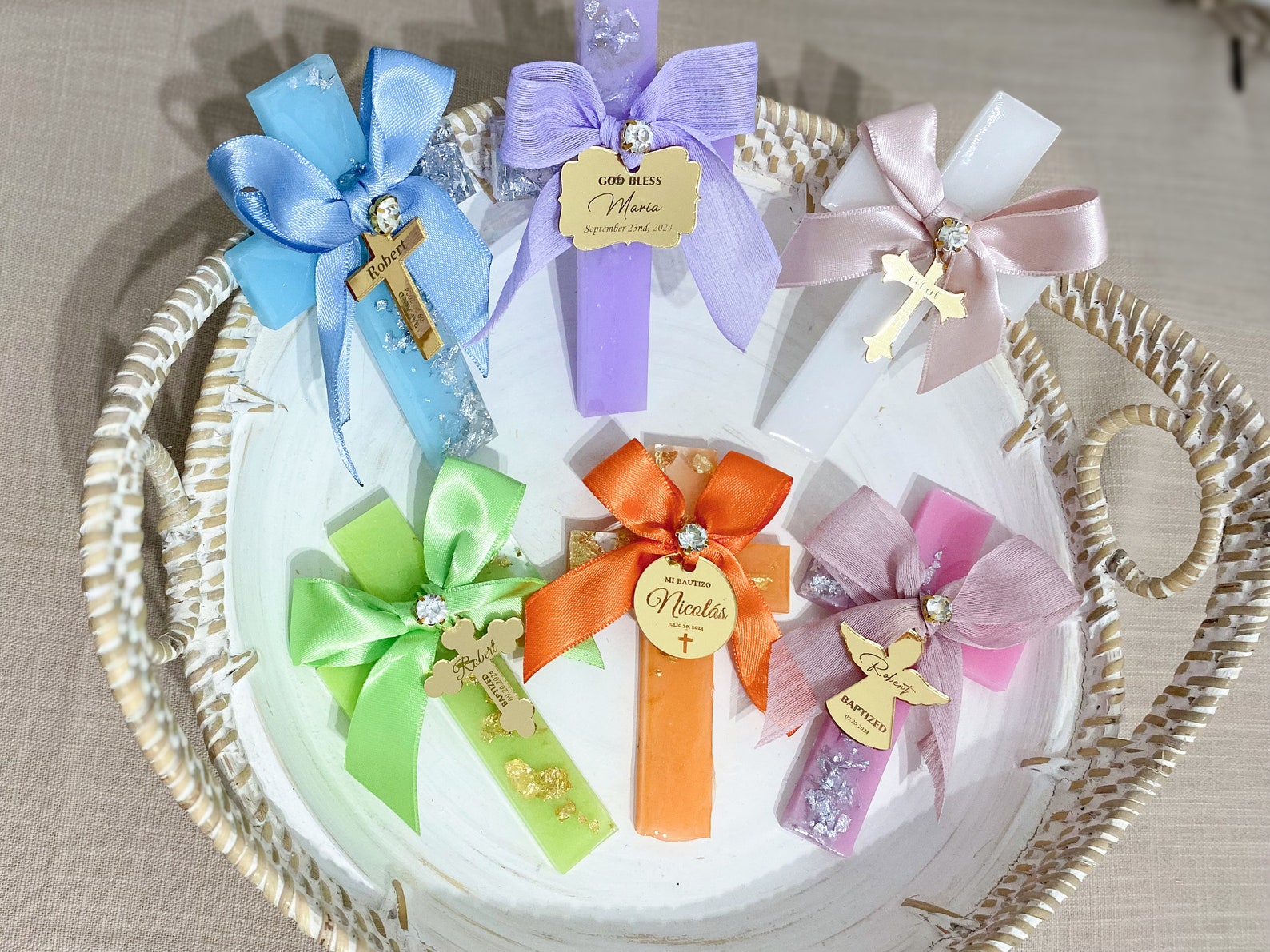 Personalized Cross Magnet, Handmade Epoxy Resin Christening Gift ...