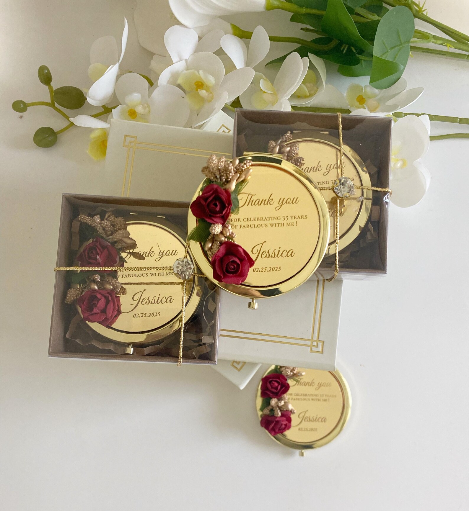 Personalized Compact Mirror, Floral Birthday Party Favors - Etsy