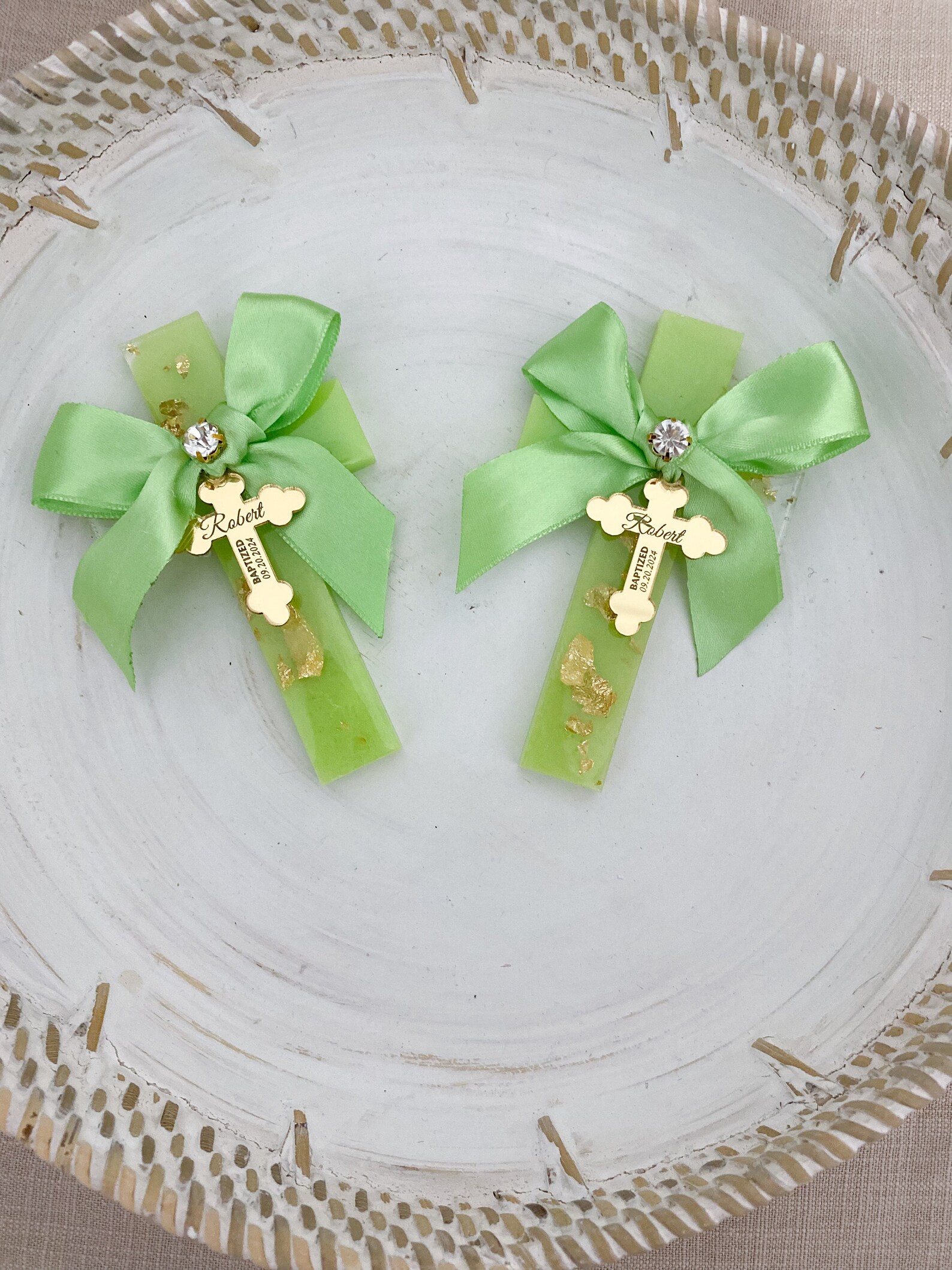 Personalized Cross Magnet, Handmade Epoxy Resin Christening Gift ...