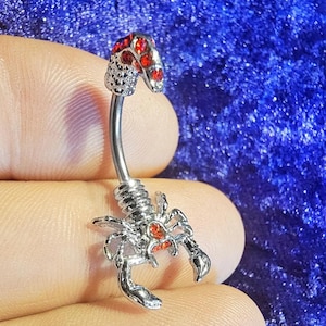 Silver Scorpion Belly Button Ring - Etsy