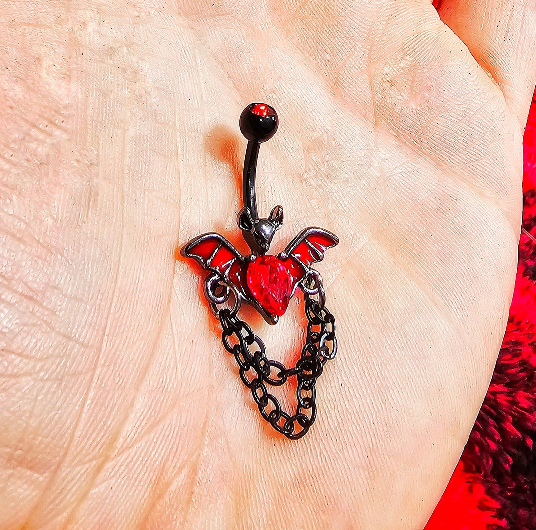 Vampire Dangle Bat Belly Bar - Etsy