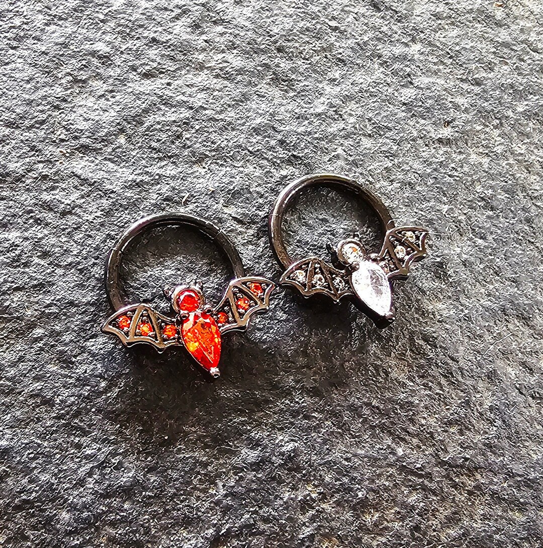 Spooky Vampire Bat Hinged Septum Ring Clicker 16G - Etsy