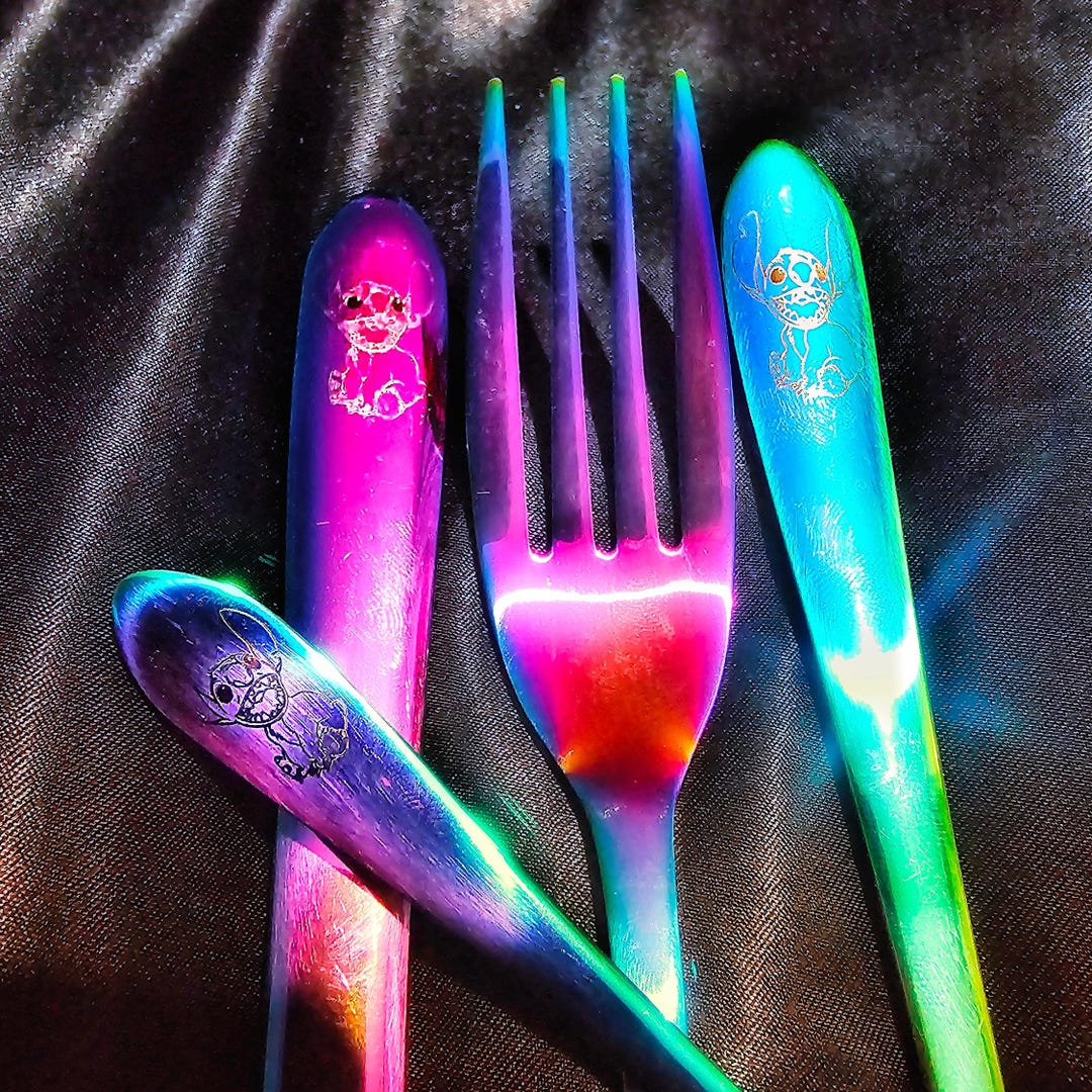 Stainless Steel 4pc Stitch Design Cutlery Engraving Personalised Gift ...