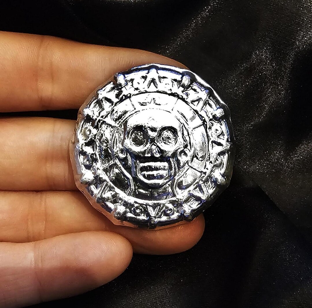 Pure 999 Fine Silver Aztec Skull Coin 3oz - Etsy