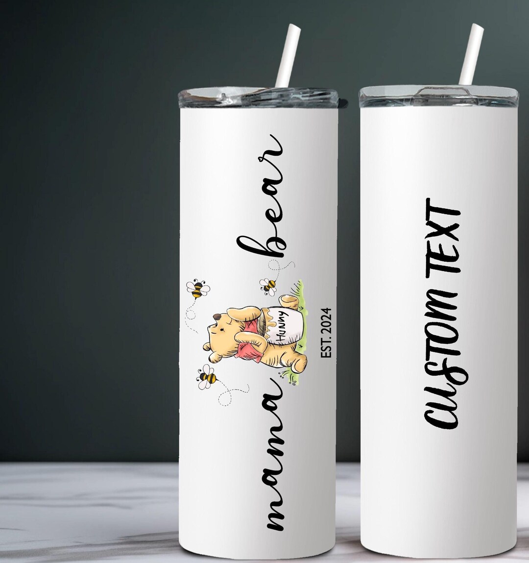 Mama Name Tumbler, Custom Mama Bear Winnie the Poo Tumbler, Mama Est ...