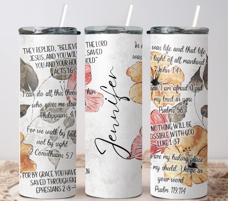 Bible Verse Tumbler 20 Oz , Personalized Christian Bible Verse Tumbler ...