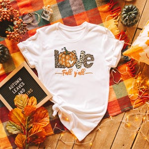 Love Fall Y'all Shirt, Leopard Print Fall Shirt, Thanksgiving,, Pumpkin ...