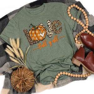 Love Fall Y'all Shirt, Leopard Print Fall Shirt, Thanksgiving,, Pumpkin ...
