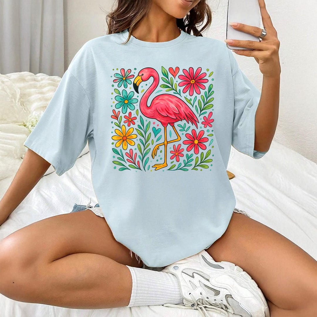 Comfort Colors® Floral Flamingo Shirt, Cute Flamingo T Shirt,pink ...