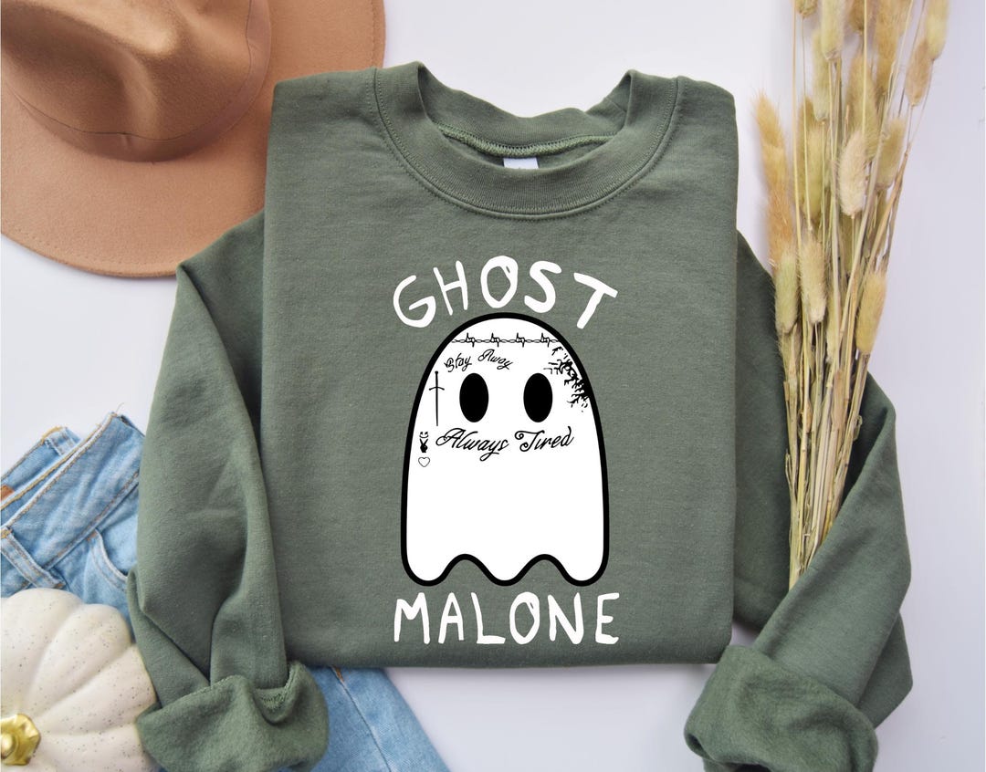 Ghost Malone Sweatshirt, Halloween Sweatshirt, Cute Ghost Sweat, Funny ...