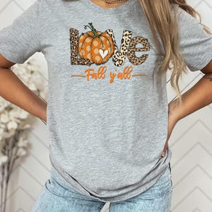 Love Fall Y'all Shirt, Leopard Print Fall Shirt, Thanksgiving,, Pumpkin ...