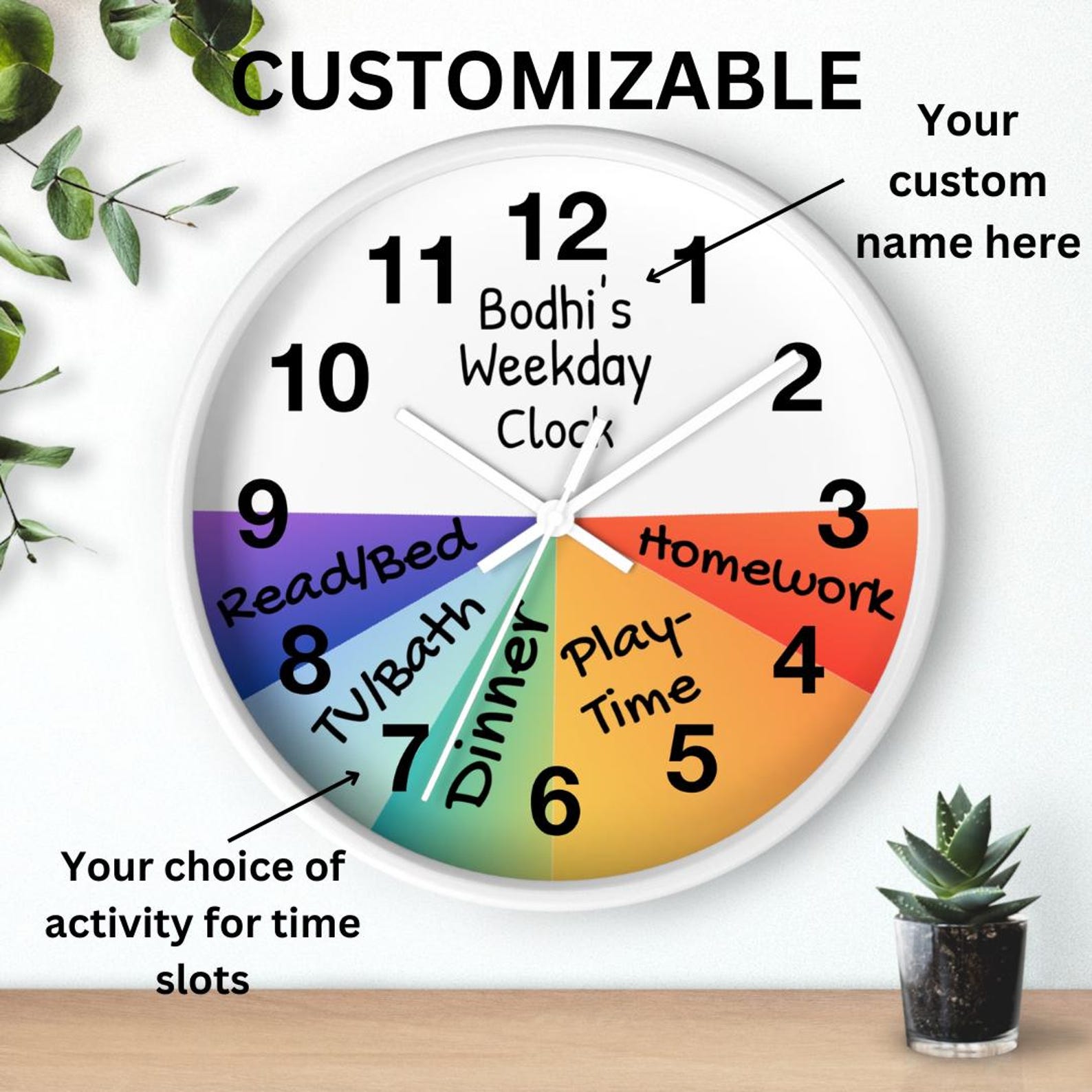 Customizable Kid's Routine Wall Clock Personalized Time Management Tool ...