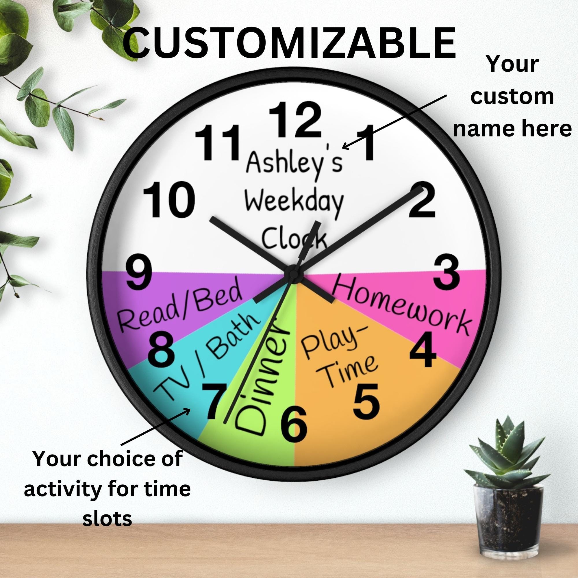 Customizable Kid's Routine Wall Clock - Personalized Time Management ...