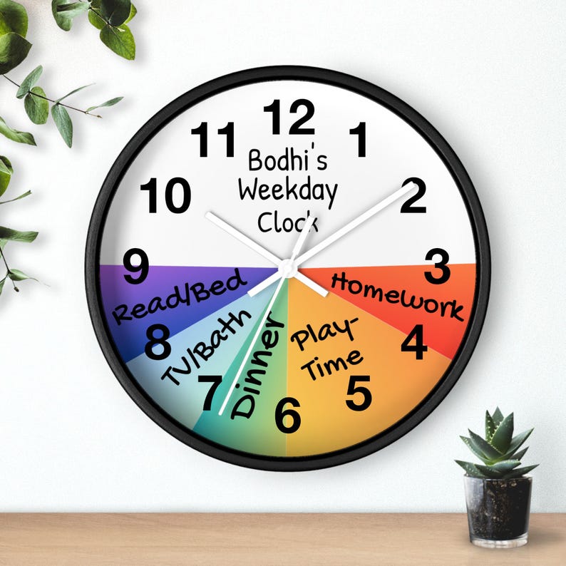 Customizable Kid's Routine Wall Clock Personalized Time Management Tool ...
