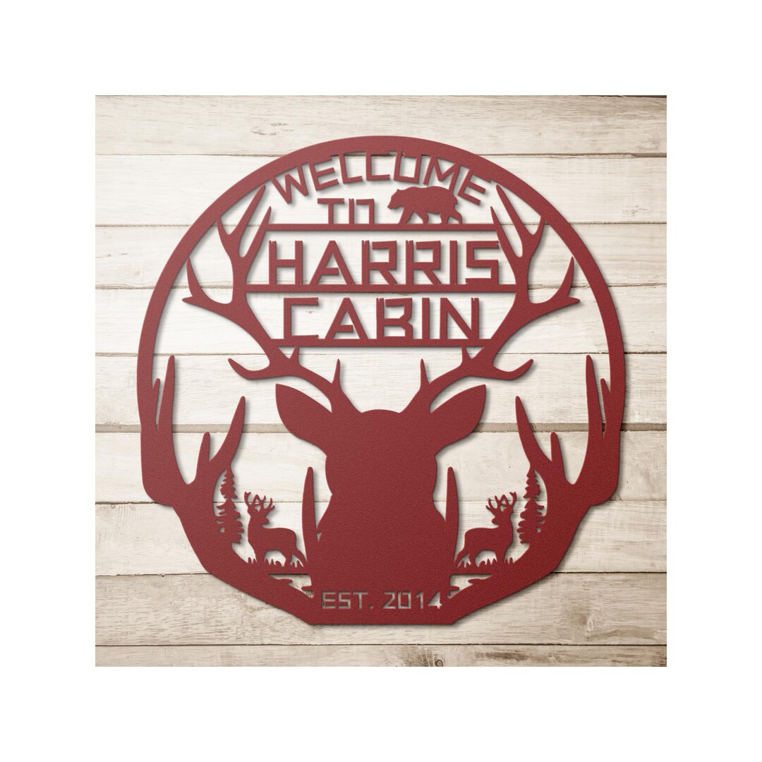 Custom Deer Antler Cabin Sign Personalized Metal Sign for Last Name ...