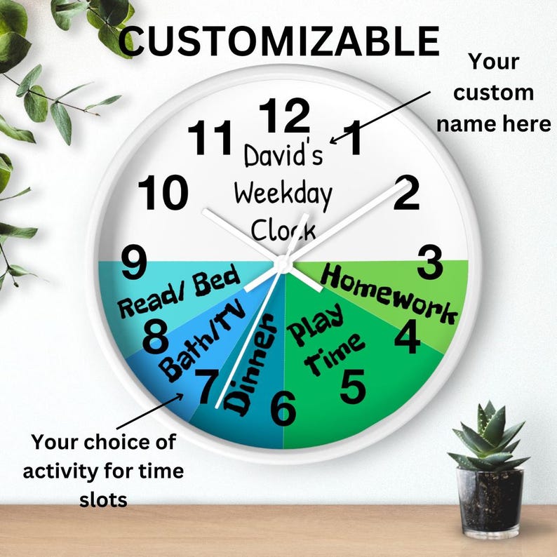 Customizable Kid's Routine Wall Clock Personalized Time Management Tool ...