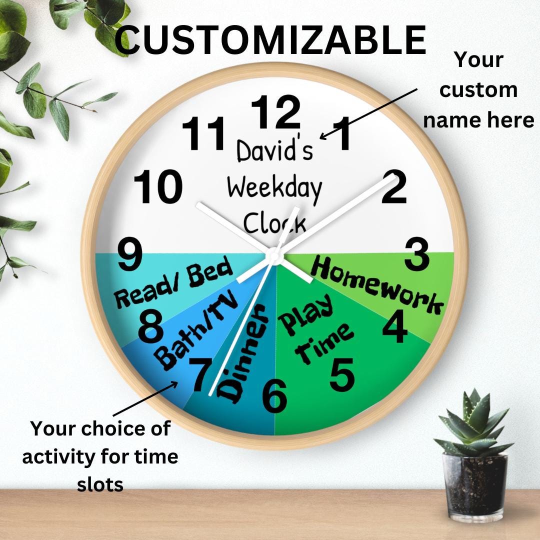 Customizable Kid's Routine Wall Clock Personalized Time Management Tool ...