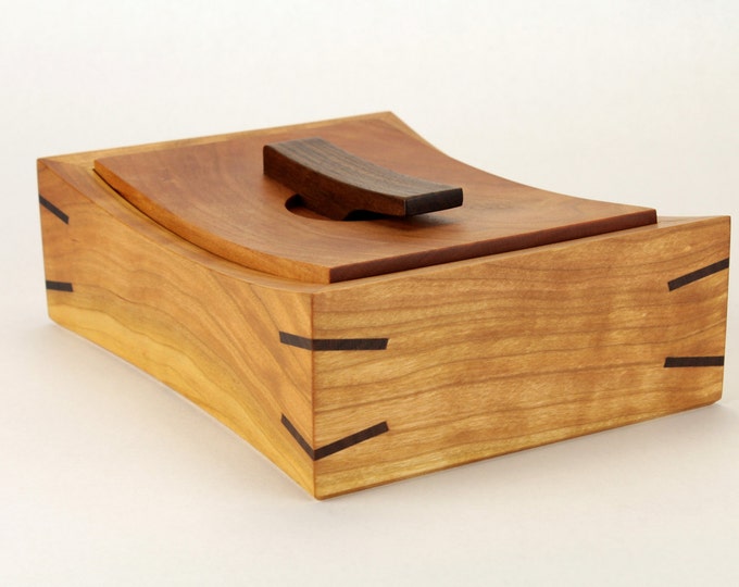 Curved Cherry Wooden Keepsake Box - Etsy