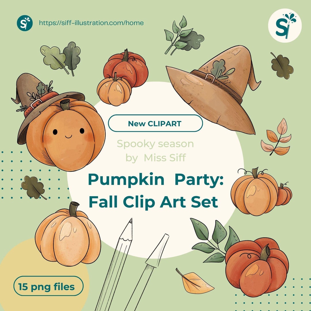 Pumpkin Party: Fall Clipart Set | Digital Illustration | PNG ...