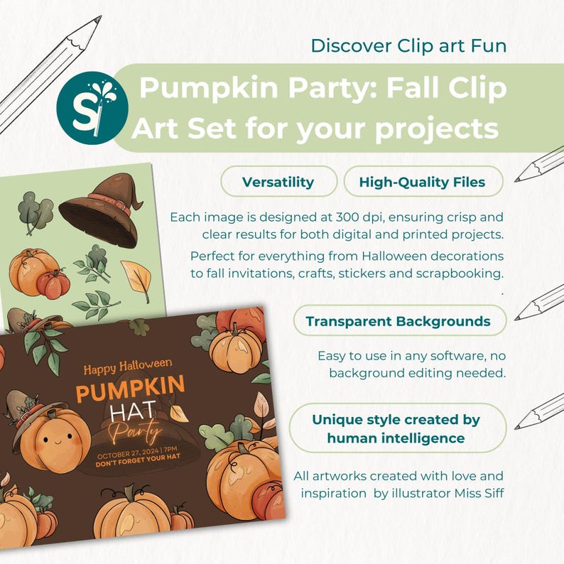 Pumpkin Party: Fall Clipart Set | Digital Illustration | PNG ...