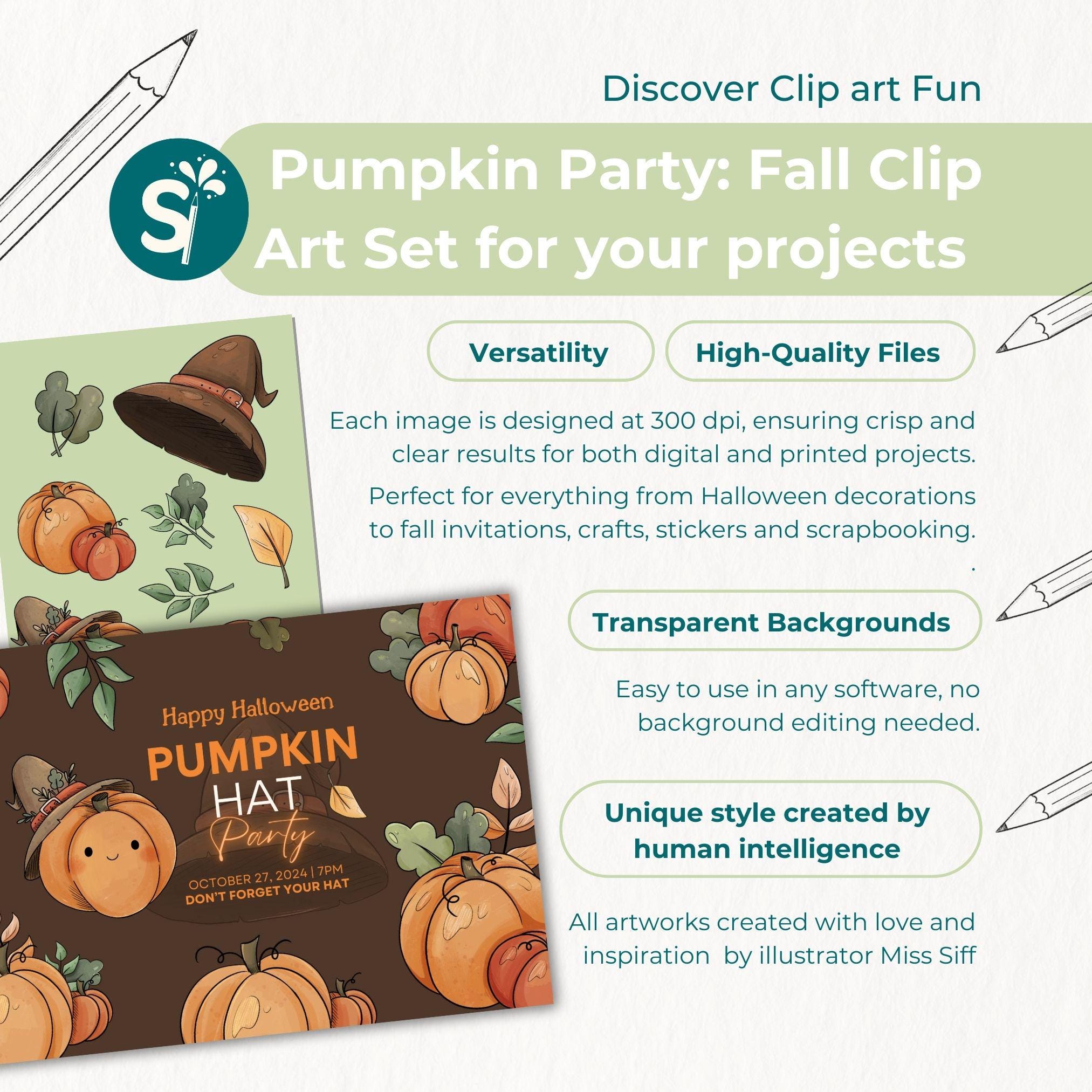 Pumpkin Party: Fall Clipart Set | Digital Illustration | PNG ...