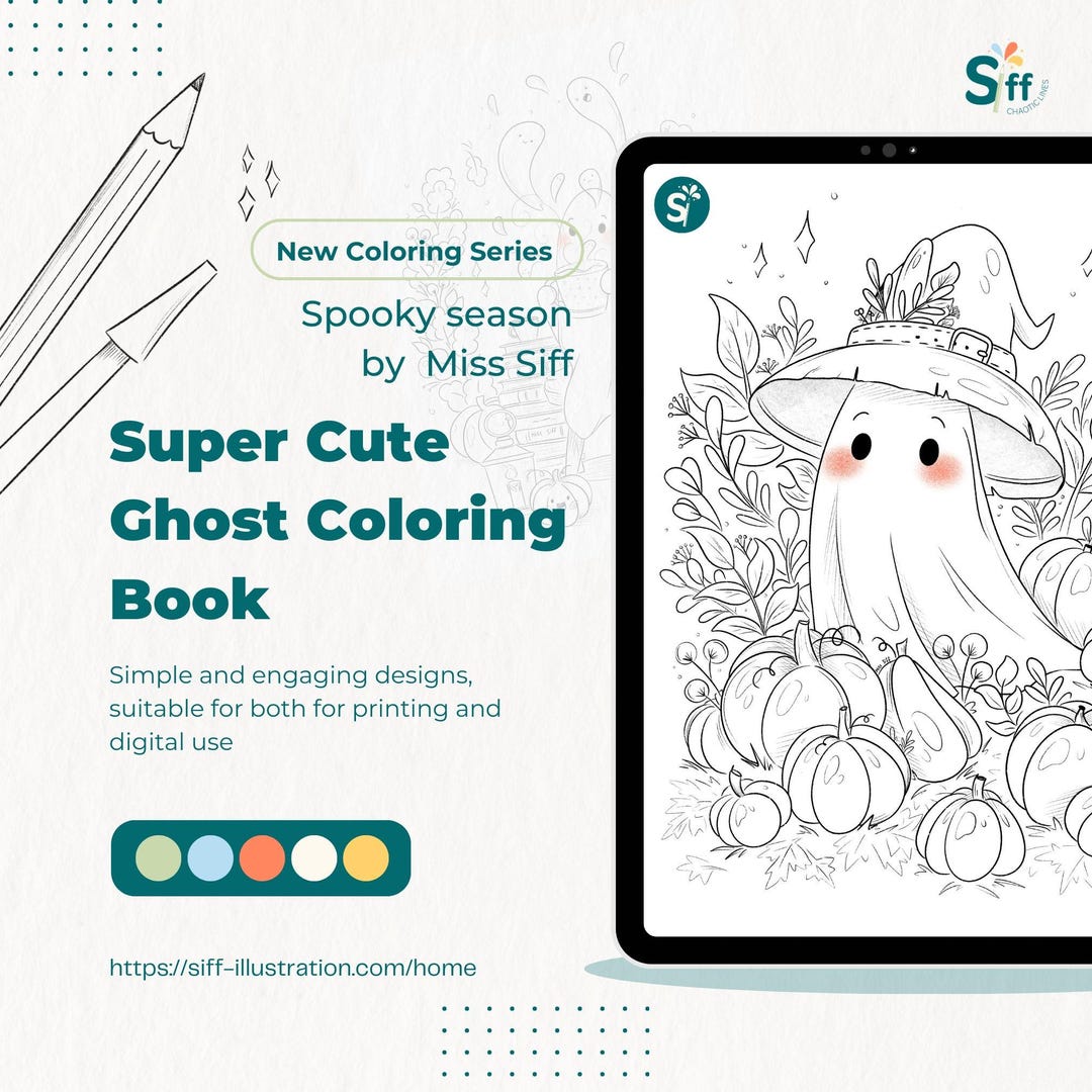 Spooky Coloring Book: Super Cute Ghost by Miss Siff|halloween|coloring ...