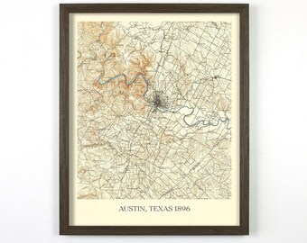 Old Map of Austin Texas 1894 Vintage Poster Wall Art Print Wall Map ...