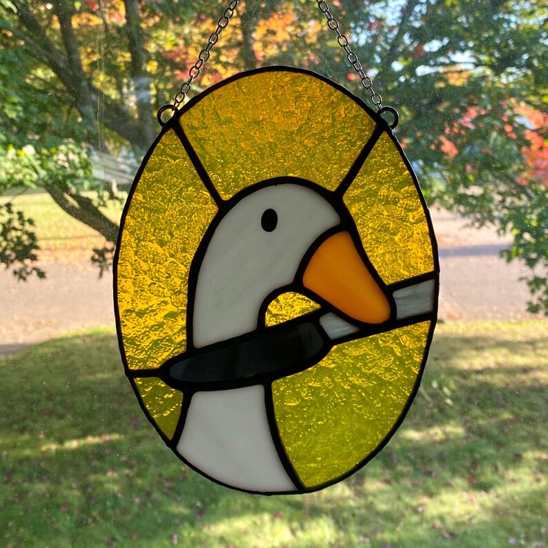 Silly Goose With Knife Stained Glass Suncatcher - Etsy