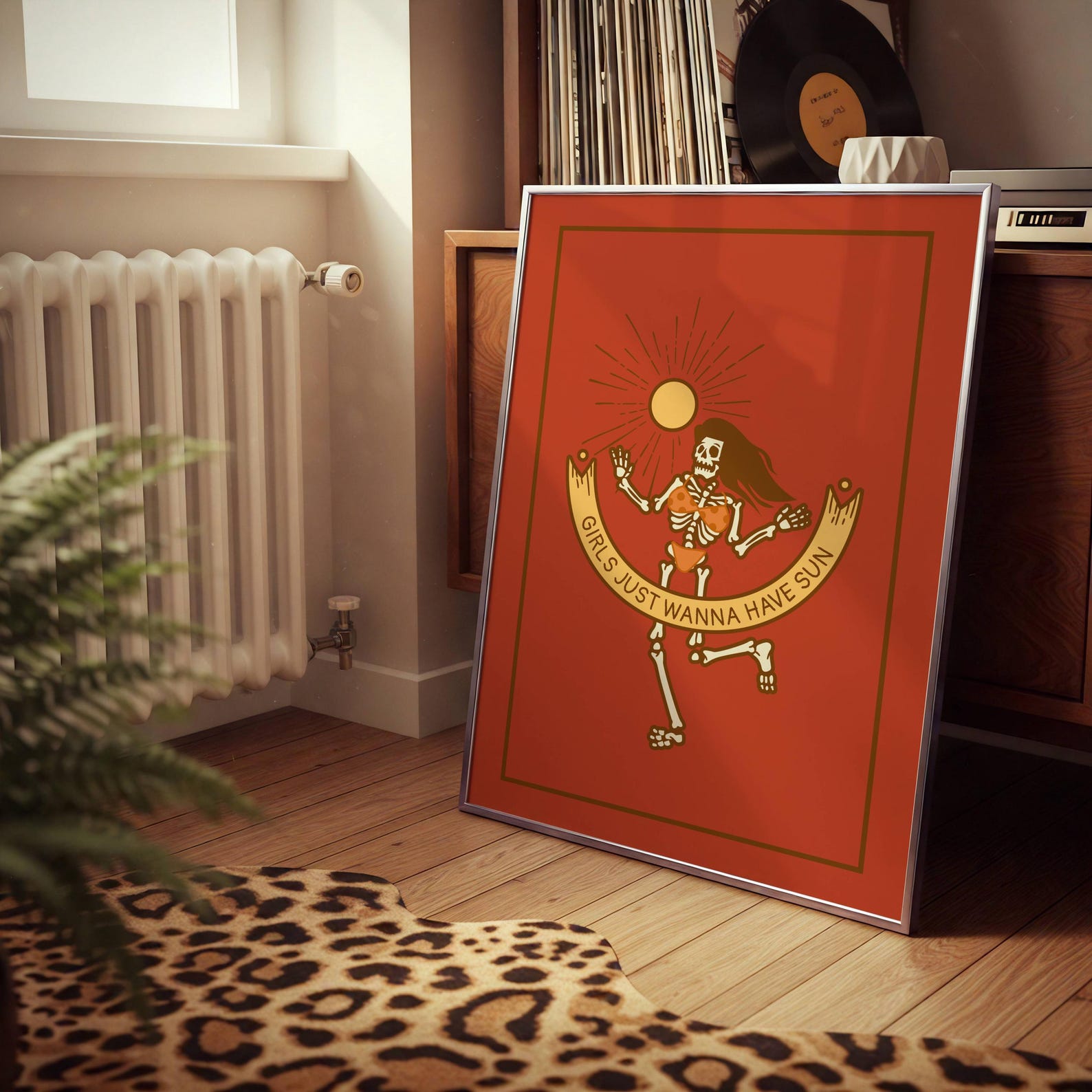 Girls Just Wanna Have Sun Poster Digital Download Red Yellow Bikini ...