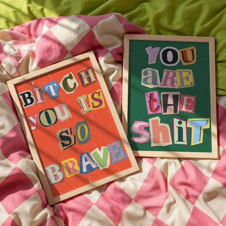 You Are the Shit Poster Magazine Newspaper Collage Letters Green Swear ...