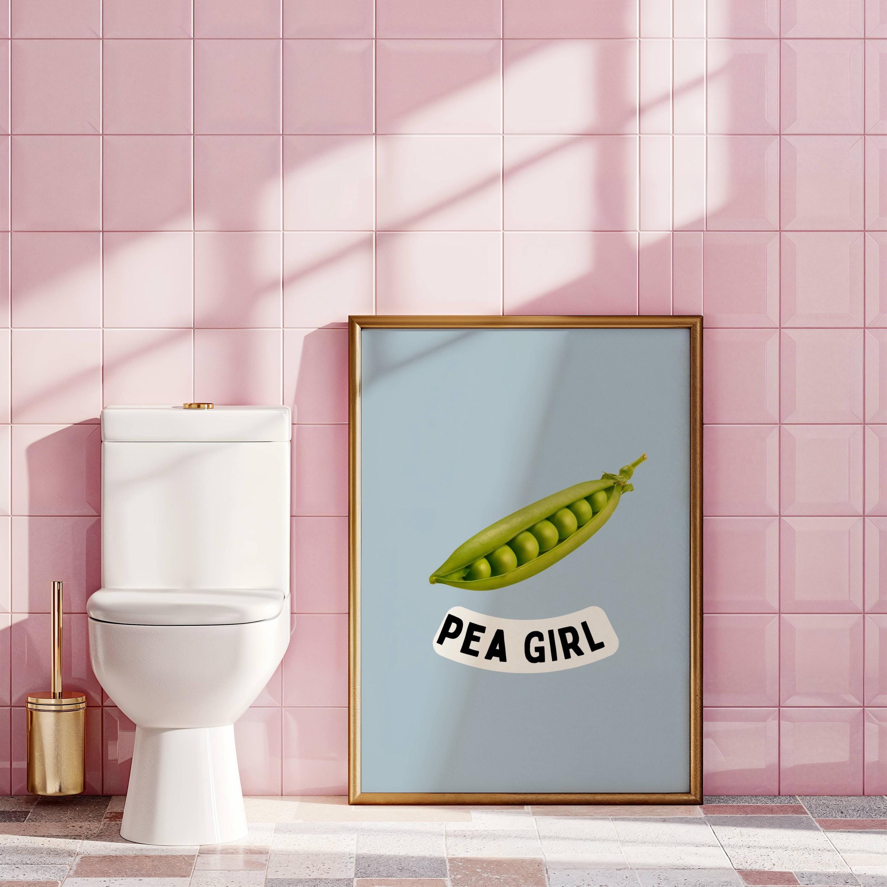 Pea Girl Poster Bathroom Kitchen Wall Art Gift for Vegetable Lover ...