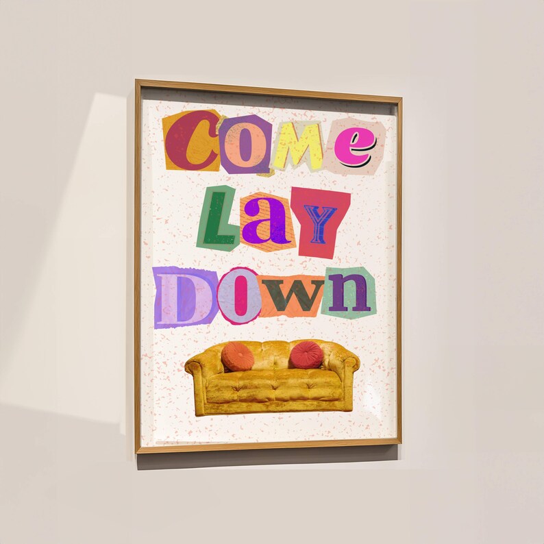 Come Lay Down Retro Vintage Poster Newspaper Scrapbook Collage Letter ...