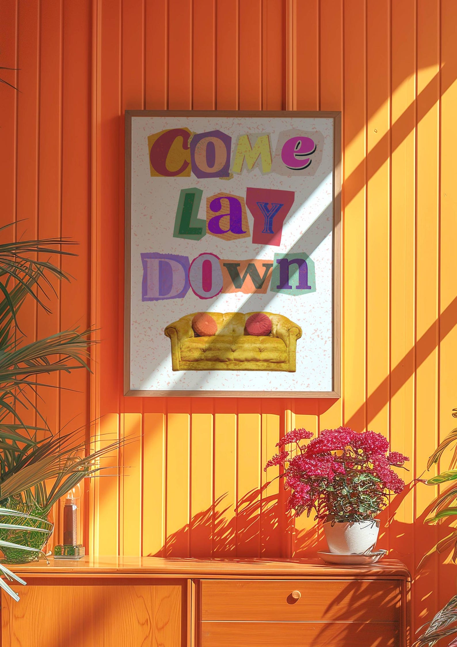 Come Lay Down Retro Vintage Poster Newspaper Scrapbook Collage Letter ...